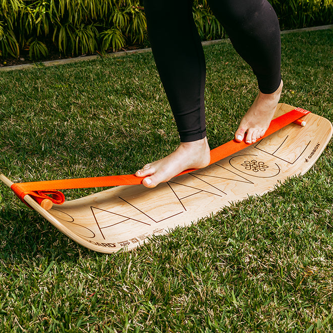 SlackBoard Balance Trainer w/ Gibbon Slackline | Wood Balance Board ...